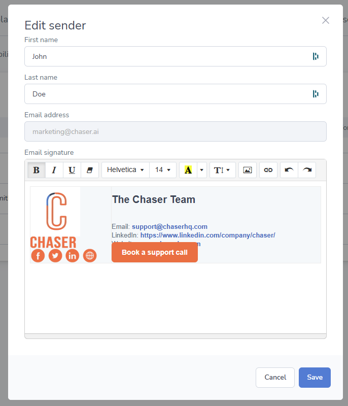 Email settings