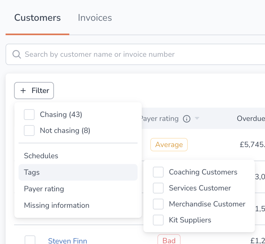 Categorize customers using customer tags
