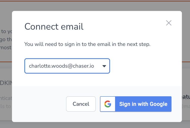 Connect your email to Chaser